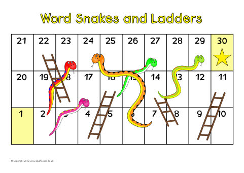 Editable word snakes and ladders game board (SB8397) - SparkleBox