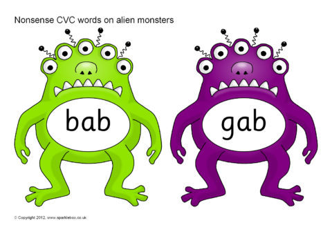Nonsense CVC Words on Alien Monsters (SB7786) - SparkleBox