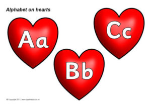 NEW Alphabet on Hearts – Lower with Upper Case