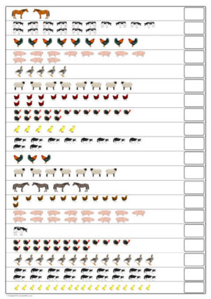 NEW Counting to 20 Worksheets: Farm Animals