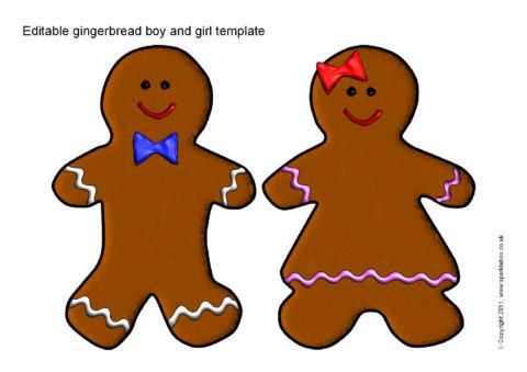 Editable Gingerbread Boy and Girl Templates (SB6414) - SparkleBox