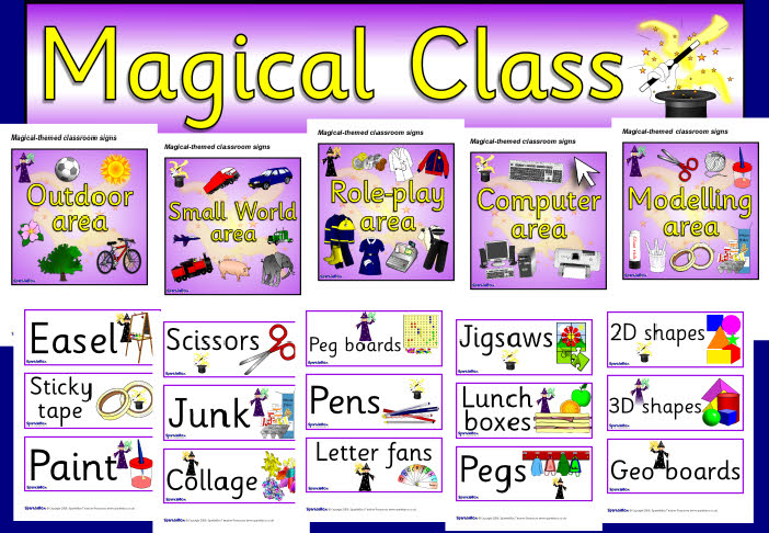 Magical-themed classroom signs and labels pack (SB1016) - SparkleBox