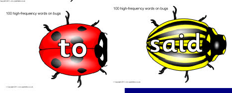 100 high-frequency words on bugs (SB1021) - SparkleBox