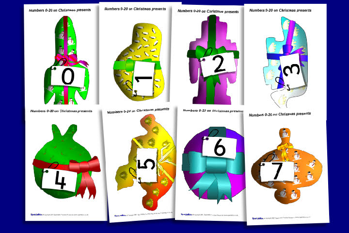 Numbers 0-20 on Christmas presents (SB1111) - Sparklebox