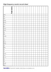 100 high-frequency words record sheets (SB1124) - SparkleBox