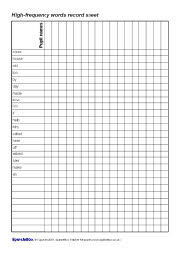 100 high-frequency words record sheets (SB1124) - SparkleBox