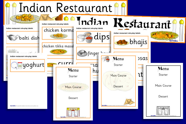 Indian restaurant role-play pack (SB1123) - SparkleBox