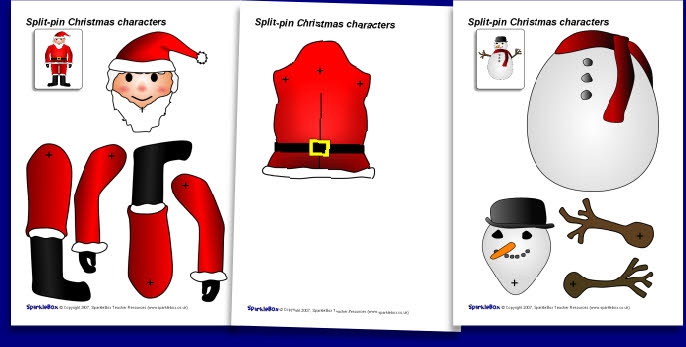 Split-pin Christmas characters (SB1132) - SparkleBox