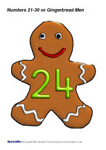 Numbers 21-30 on gingerbread men (SB1201) - SparkleBox