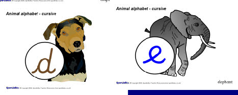 Animal alphabet - cursive (SB1231) - SparkleBox