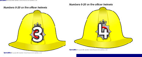 Numbers 0-20 on fire officer helmets (SB1250) - SparkleBox