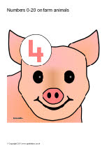 Numbers 0-20 on farm animals (SB1255) - SparkleBox