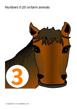 Numbers 0-20 on farm animals (SB1255) - SparkleBox