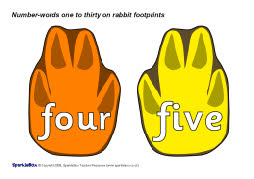 Number-words zero to thirty on rabbit footprints (SB1267) - SparkleBox