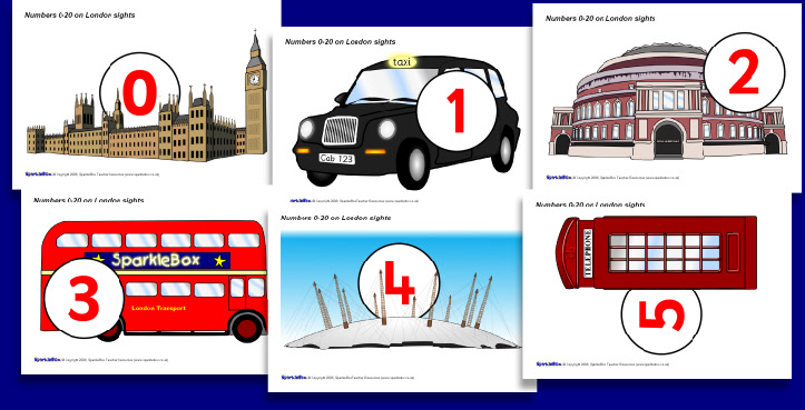 Numbers 0-20 on London sights (SB1274) - SparkleBox