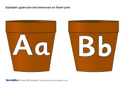Alphabet upper and lowercase on plant pots (SB1295) - SparkleBox