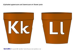 Alphabet upper and lowercase on plant pots (SB1295) - SparkleBox