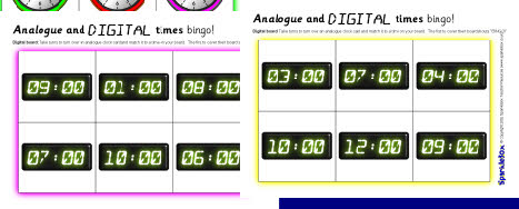 Analogue and digital o'clock times bingo (SB1303) - SparkleBox