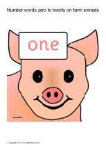 Number-words on farm animals (SB1313) - SparkleBox