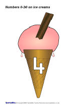 Numbers 0-20 on ice-creams (SB1357) - SparkleBox