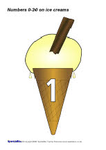 Numbers 0-20 on ice-creams (SB1357) - SparkleBox
