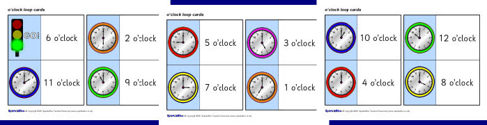 O'clock loop cards (SB1400) - SparkleBox