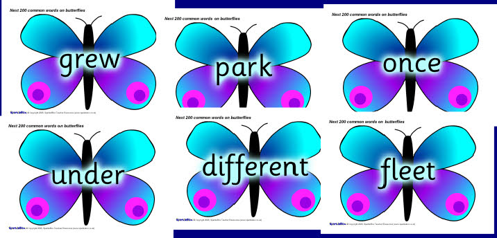 Next 200 common words on butterflies (SB1411) - SparkleBox