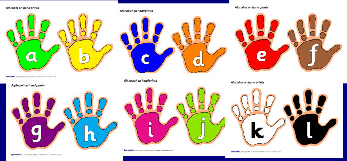 Alphabet on hand prints (SB1659) - SparkleBox