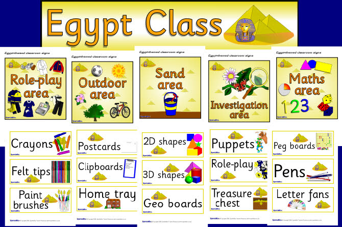 Egypt-themed classroom signs and labels pack (SB1724) - SparkleBox