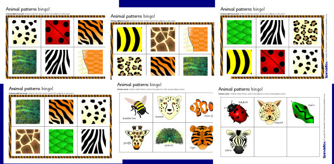 Animal patterns bingo (SB1727) - SparkleBox