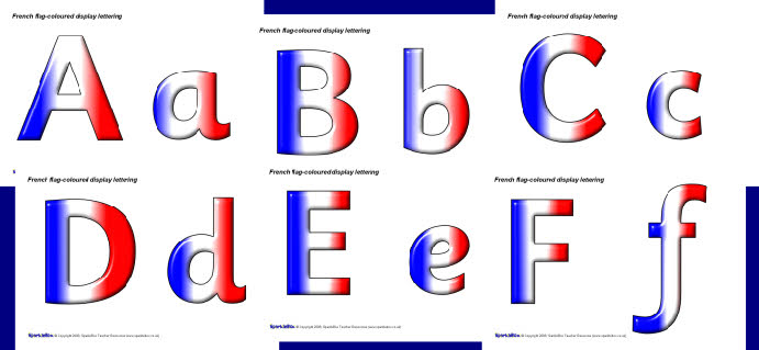French flag-coloured display lettering (SB1729) - SparkleBox