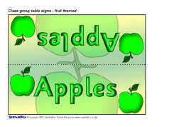 Fruit-themed group table signs (SB1792) - SparkleBox
