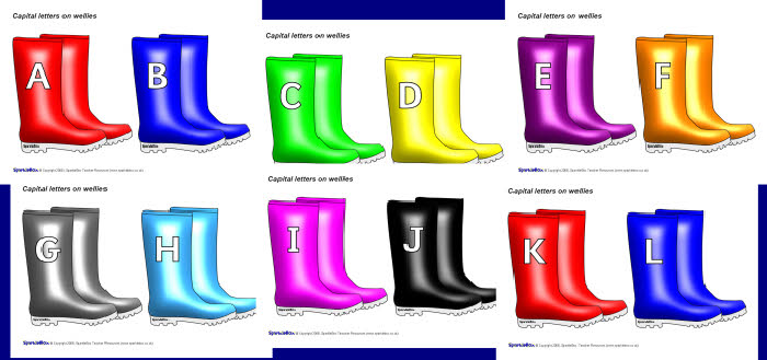 Capital letters on Wellington boots (SB1799) - SparkleBox