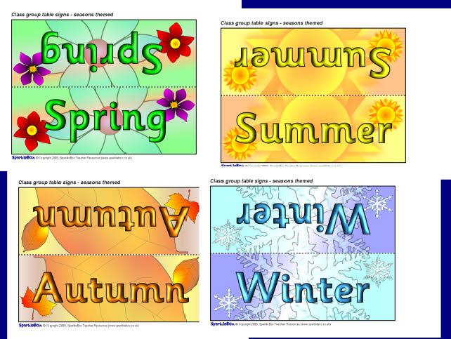 Seasons-themed group table signs (SB1814) - SparkleBox