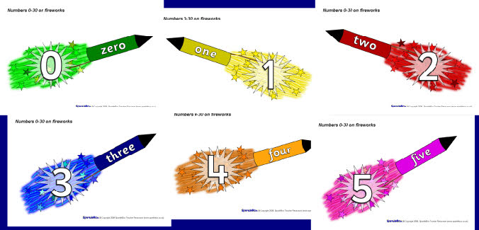 Numbers 0-30 on fireworks (SB1811) - SparkleBox