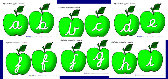 Alphabet on apples - cursive (SB1845) - SparkleBox