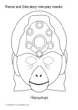 Rama and Sita story role-play masks - black and white (SB1851) - SparkleBox
