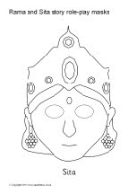 Rama and Sita story role-play masks - black and white (SB1851) - SparkleBox