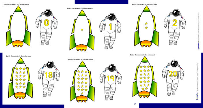 Rocket and astronaut number matching (SB1872) - SparkleBox