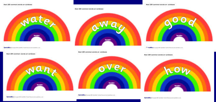 Next 200 common words on rainbows (SB1896) - SparkleBox