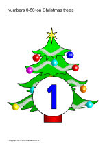 Numbers 0-50 on Christmas trees (SB1933) - SparkleBox