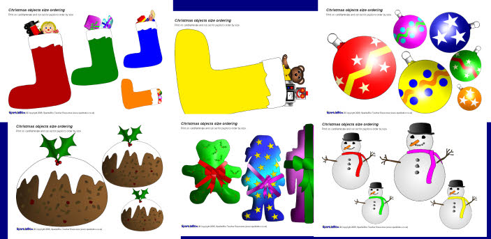 Christmas objects size ordering (SB1936) - SparkleBox