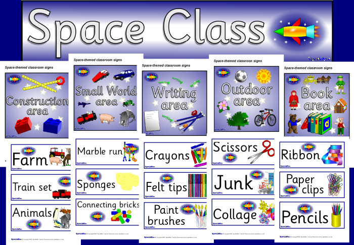 Space-themed signs and labels pack (SB1975) - SparkleBox