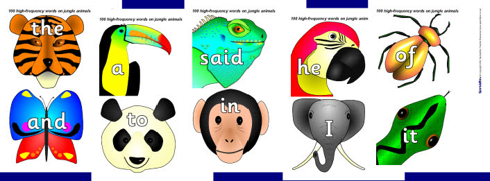 100 high-frequency words on jungle animals (SB2012) - SparkleBox