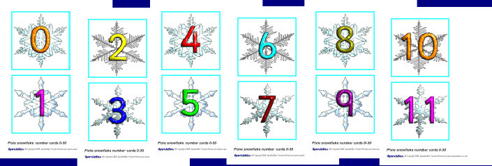 Pixie rbot snowflake number cards 0-30 (SB2031) - SparkleBox