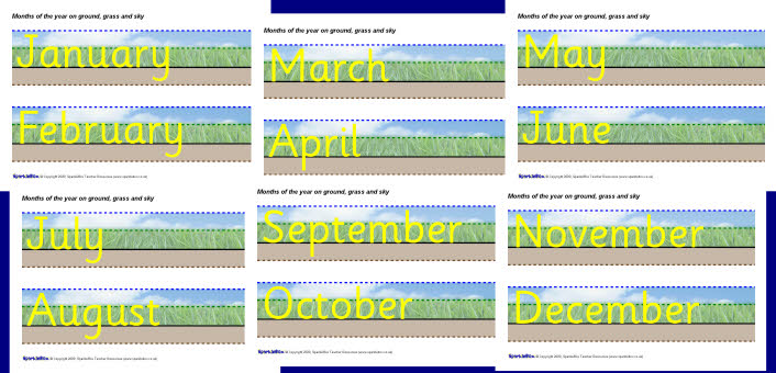 Months of the year on ground, grass and sky (SB2044) - SparkleBox