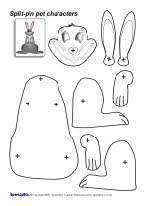 Split-pin pet characters - b&w (SB2084) - SparkleBox