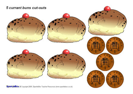 5 currant buns rhyme cut-outs (SB2088) - SparkleBox