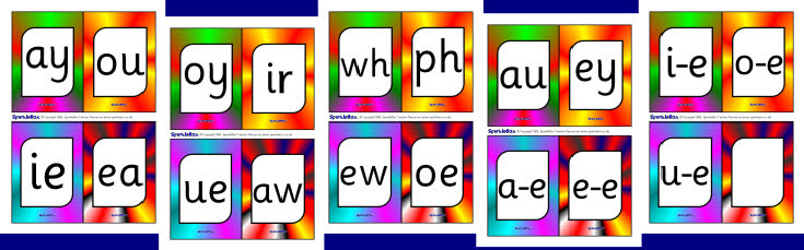 Phase 5 colour phonics flash cards (SB2119) - SparkleBox