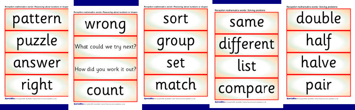 Reception maths vocabulary cards: Solving problems (SB2122) - SparkleBox